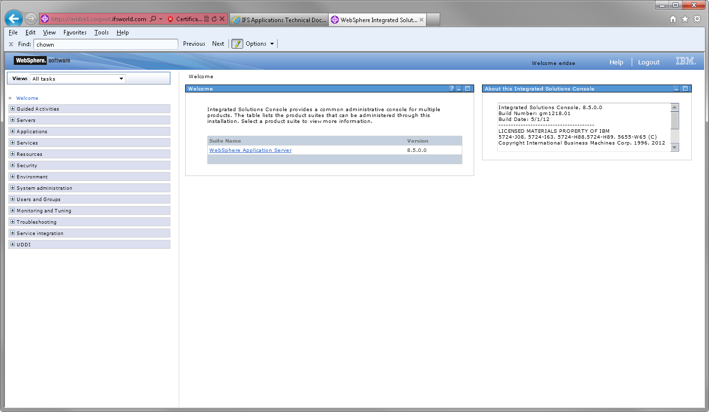 Manually Configure WebSphere for Extended Server