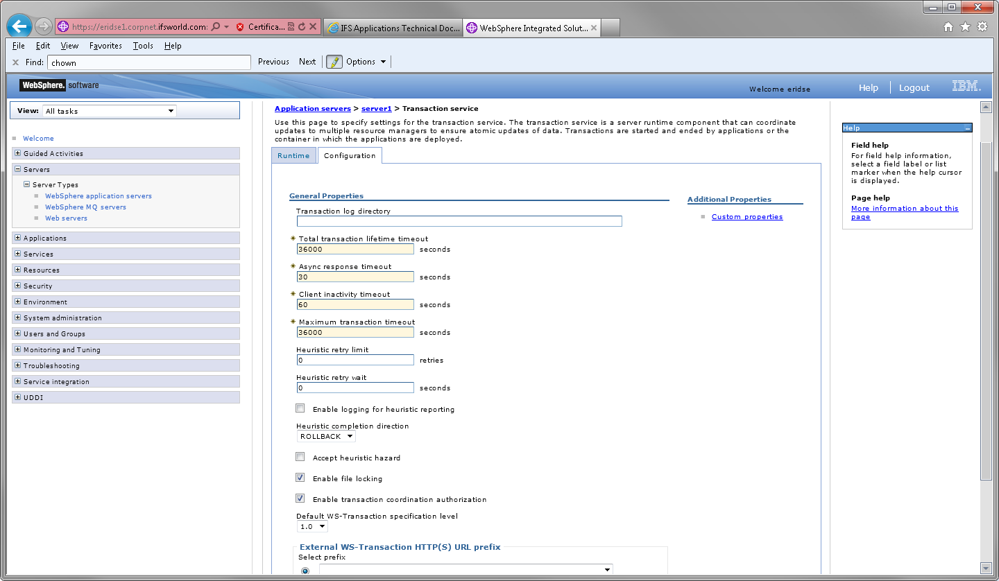 Manually Configure WebSphere for Extended Server