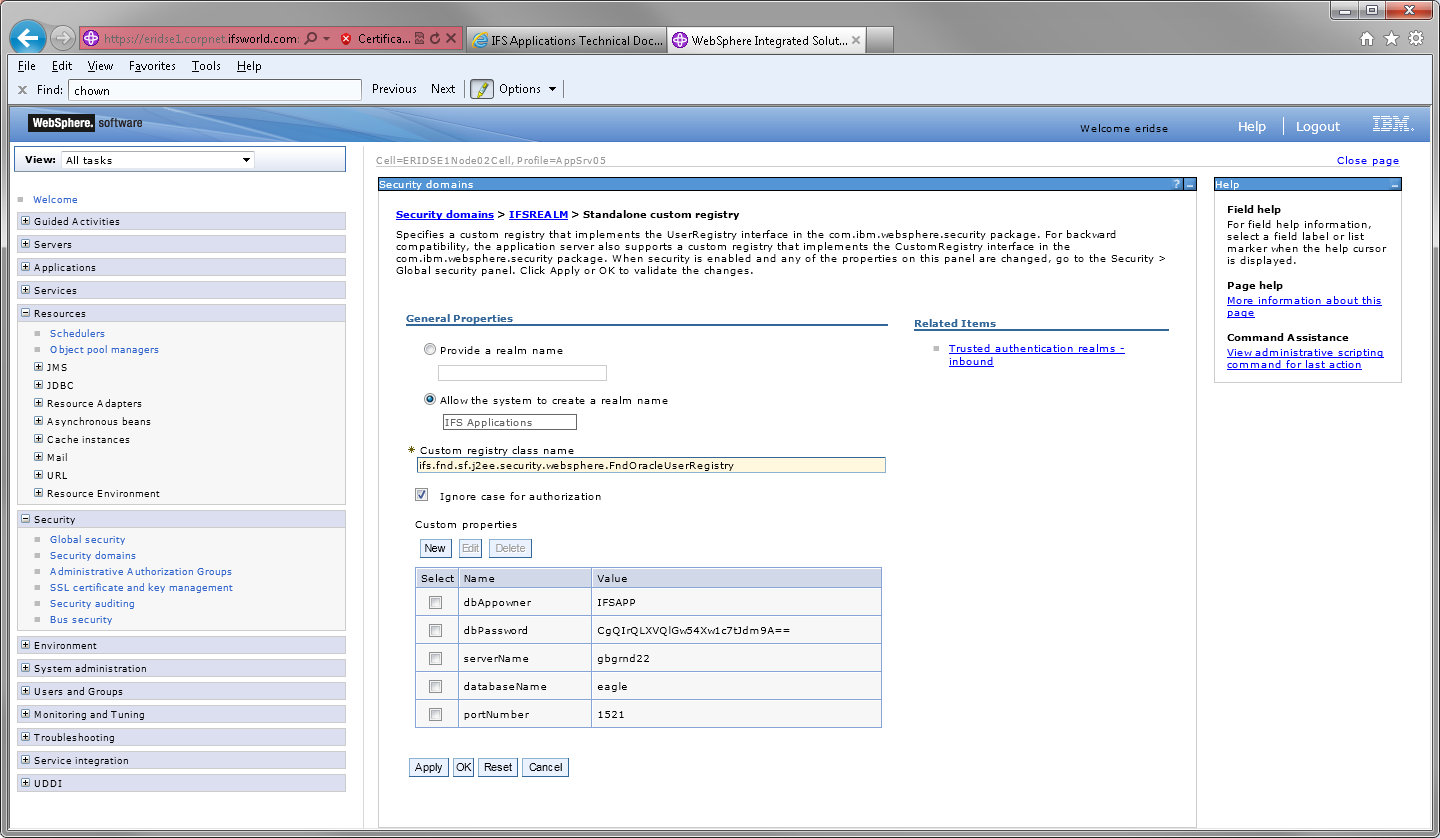 Manually Configure WebSphere for Extended Server